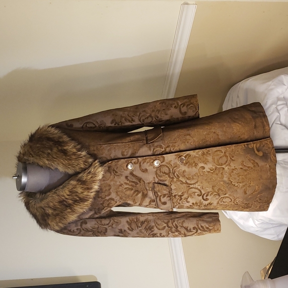 George | Jackets & Coats | George Dark Brown Faux Fur Collar Coat ...